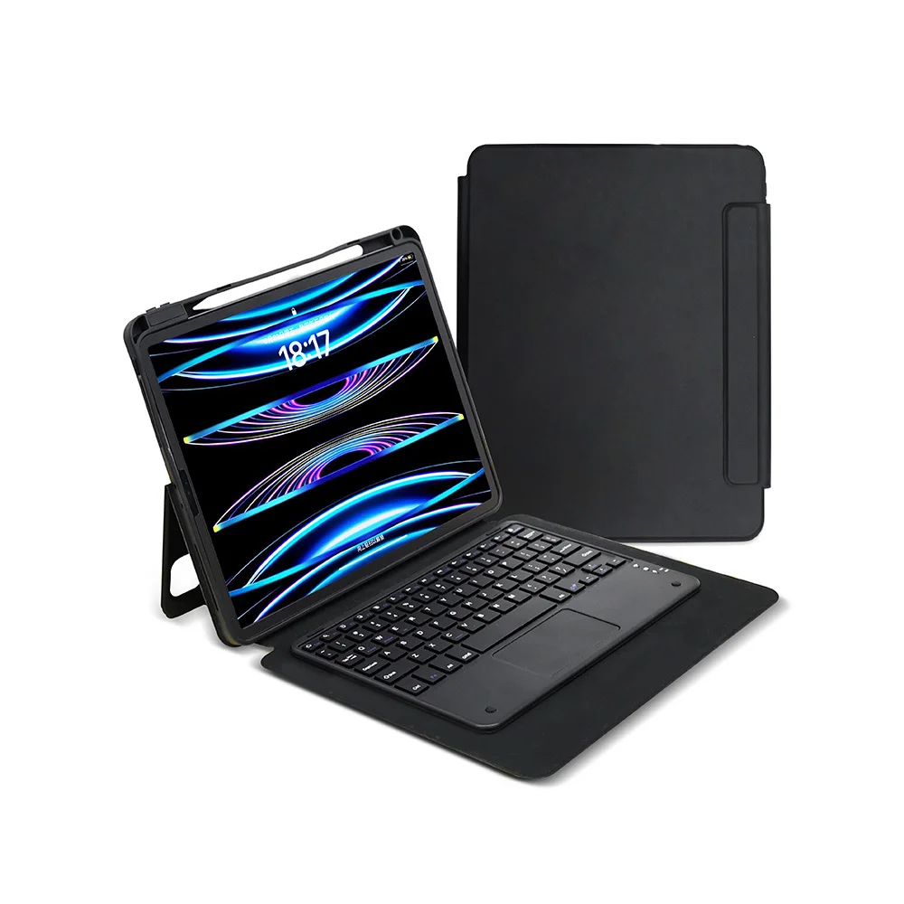 Apple iPad Pro 13 2024 Zore Border Keyboard Bluetooh Bağlantılı Standlı ...